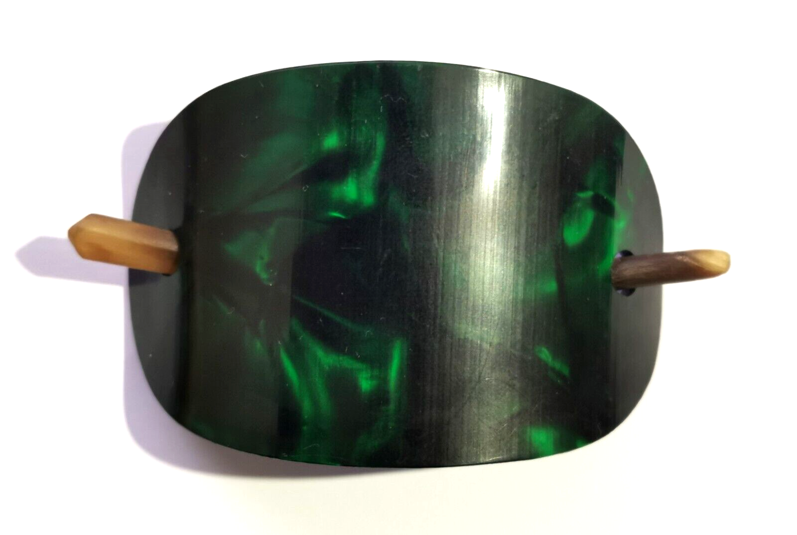Vintage Green Hair Barrette Celuide Marble Dark Green Handmade Mid ...