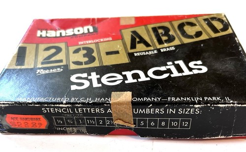 Vintage Stencil Set C.H. Hanson Interlocking Brass 3" In Box Used | eBay