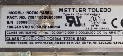 Mettler Toledo Model IND780 Panel Weighing Terminal SN 56009 | eBay