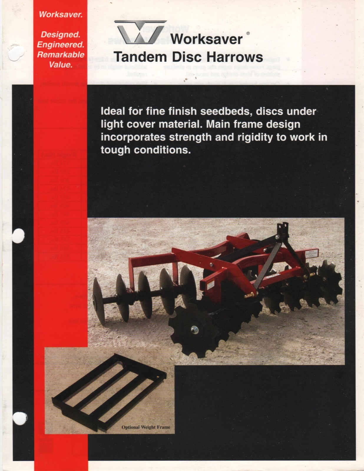 WORKSAVER TANDEM DISC HARROWS DH-55-16 DH-65-16 DH-55-18 DH-65-18 2 ...