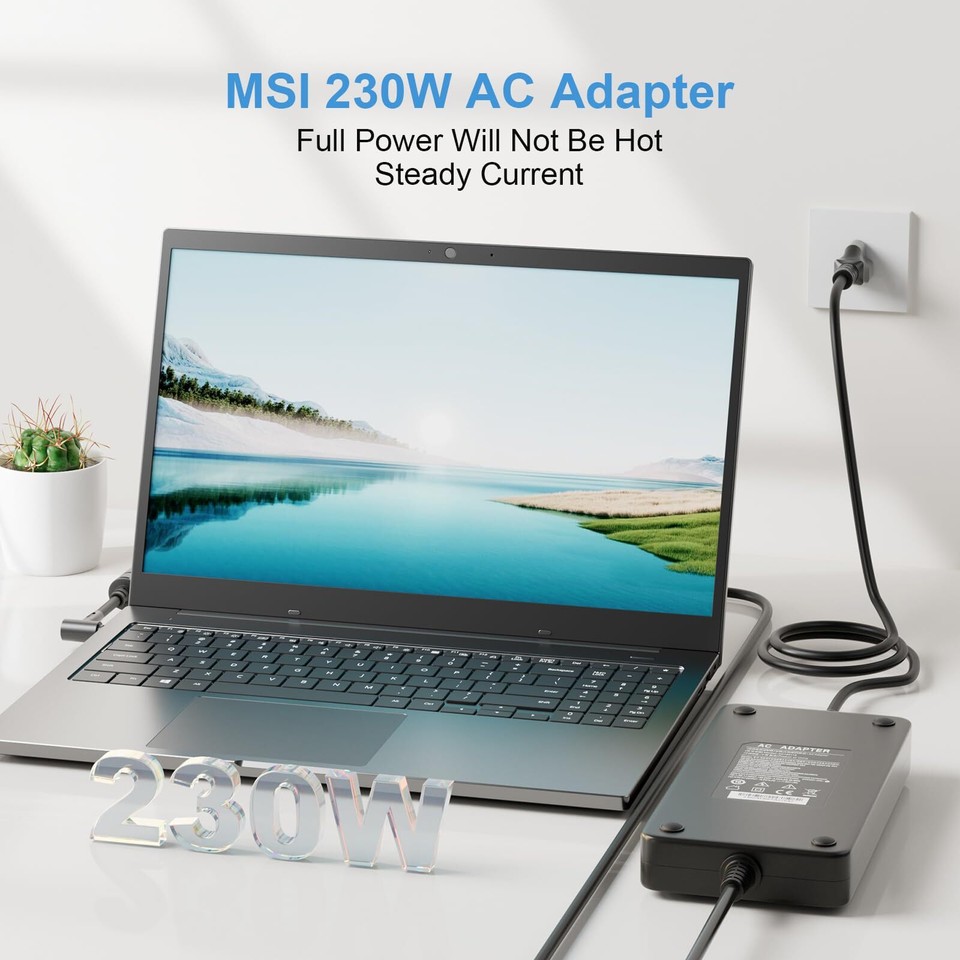 230W 19.5V MSI Laptop Charger for MSI Stealth GS66 GS65 GS76 GS75 WS65 ...