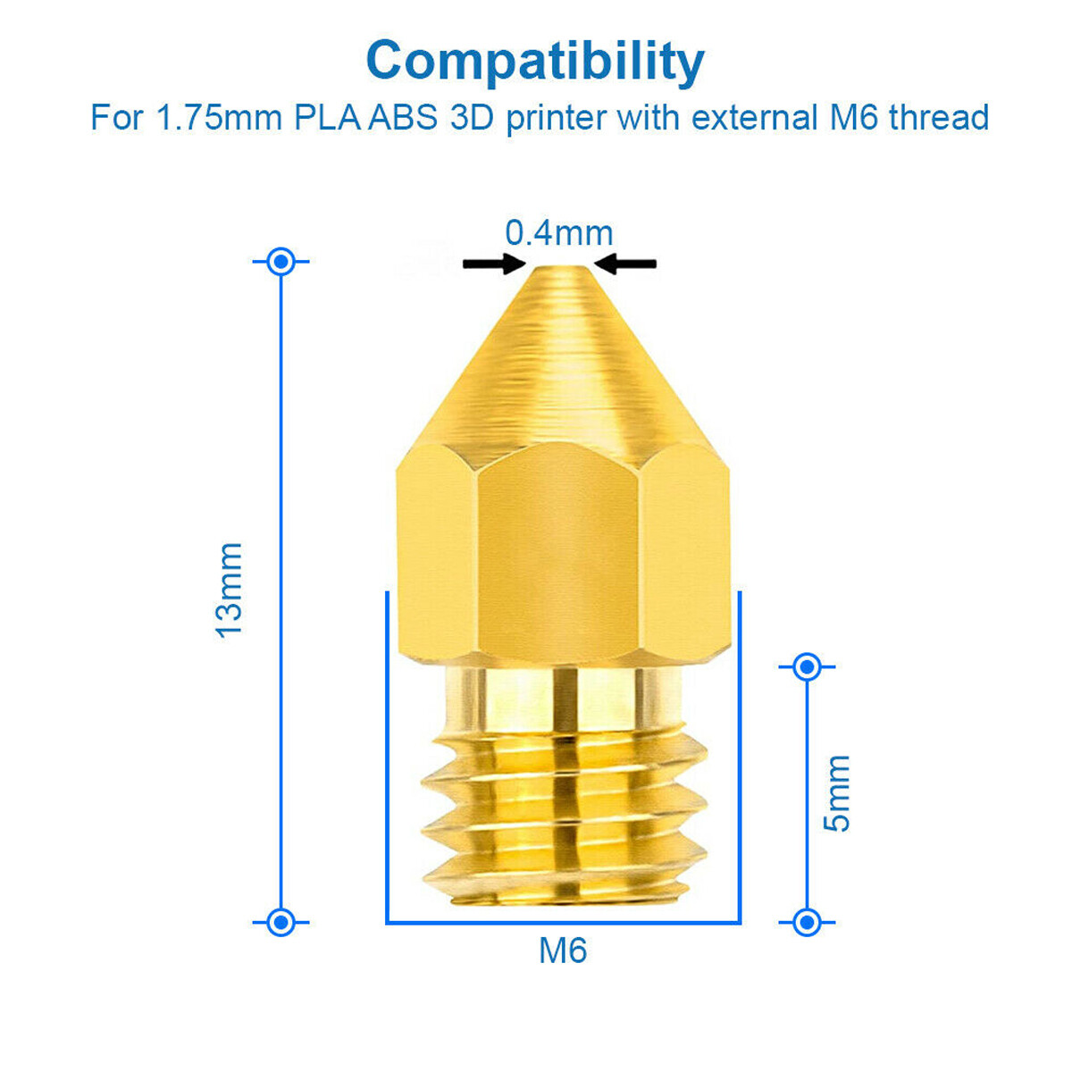 3D Printer Nozzles Brass Heat Resistant MK8 Extruder Nozzles with ...