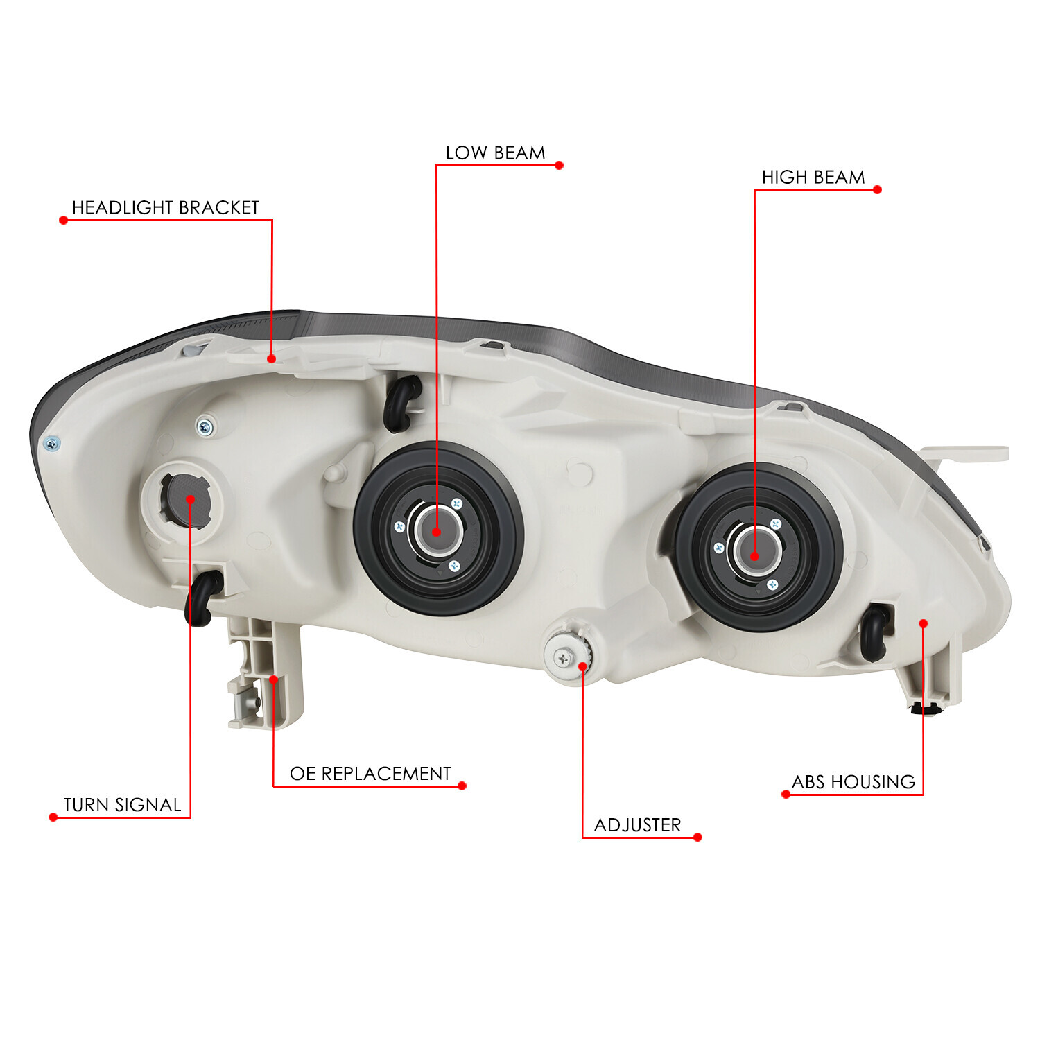 FOR 03-08 TOYOTA COROLLA SMOKED HOUSING CLEAR CORNER HEADLIGHT ...