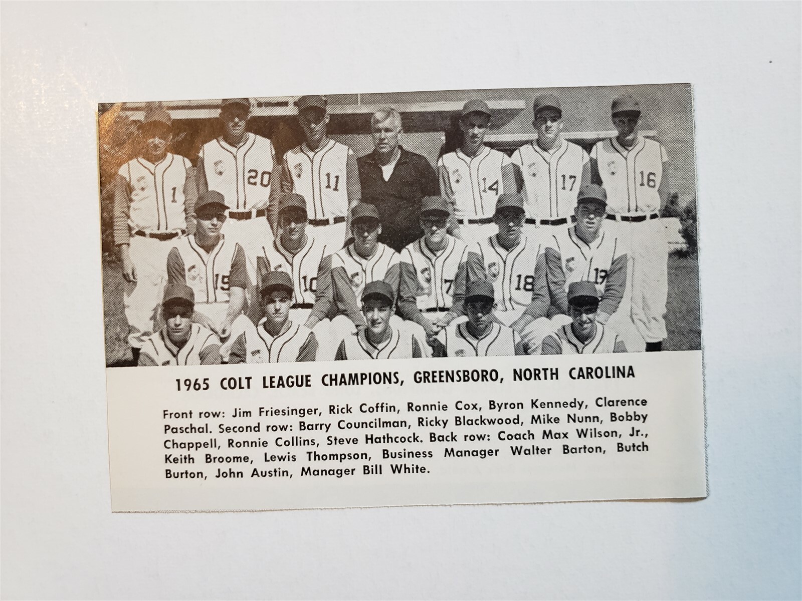 Greensboro North Carolina 1965 Baseball Team Picture | eBay