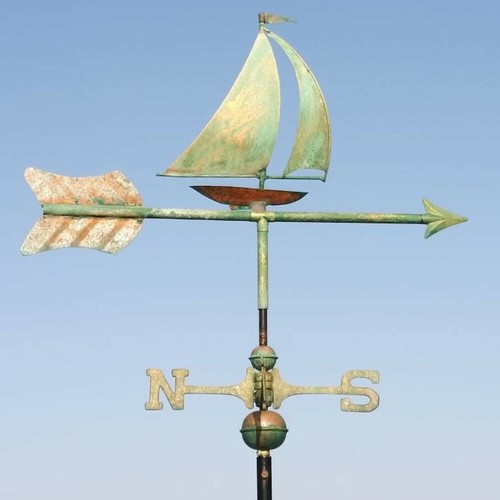 Sail boat weathervane with verdigris patina - Sailboat, ship, sailing ...