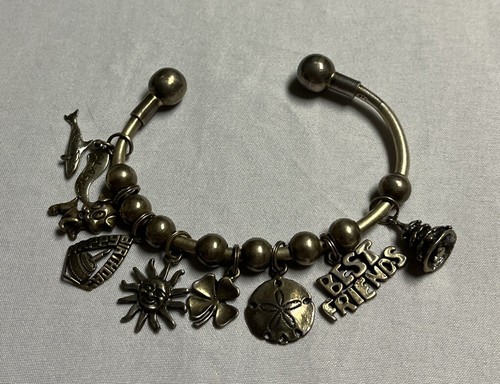 Incredible Vintage Sterling Silver 925 Charm Cuff Bracelet 3D Figural ...