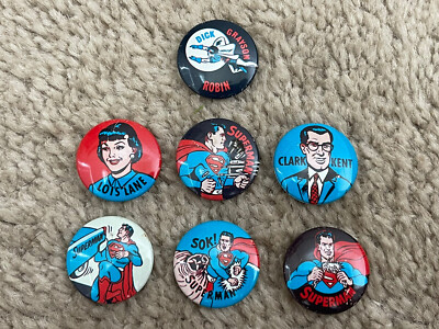 Lot Of 7 1966 Superman Pinback Buttons RARE National Periodical Prods ...