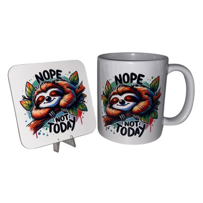 Sloth Nope Not Today Mug or Coaster. Funny Novelty Birthday Christmas ...