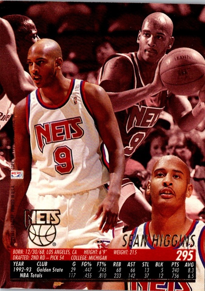 1994 Ultra Sean Higgins #295 New Jersey Nets Basketball Card | eBay