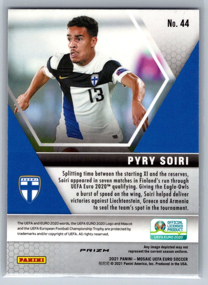 2020-21 Panini Mosaic UEFA Pyry Soiri Rookie Pink Camo Prizm Finland RC ...