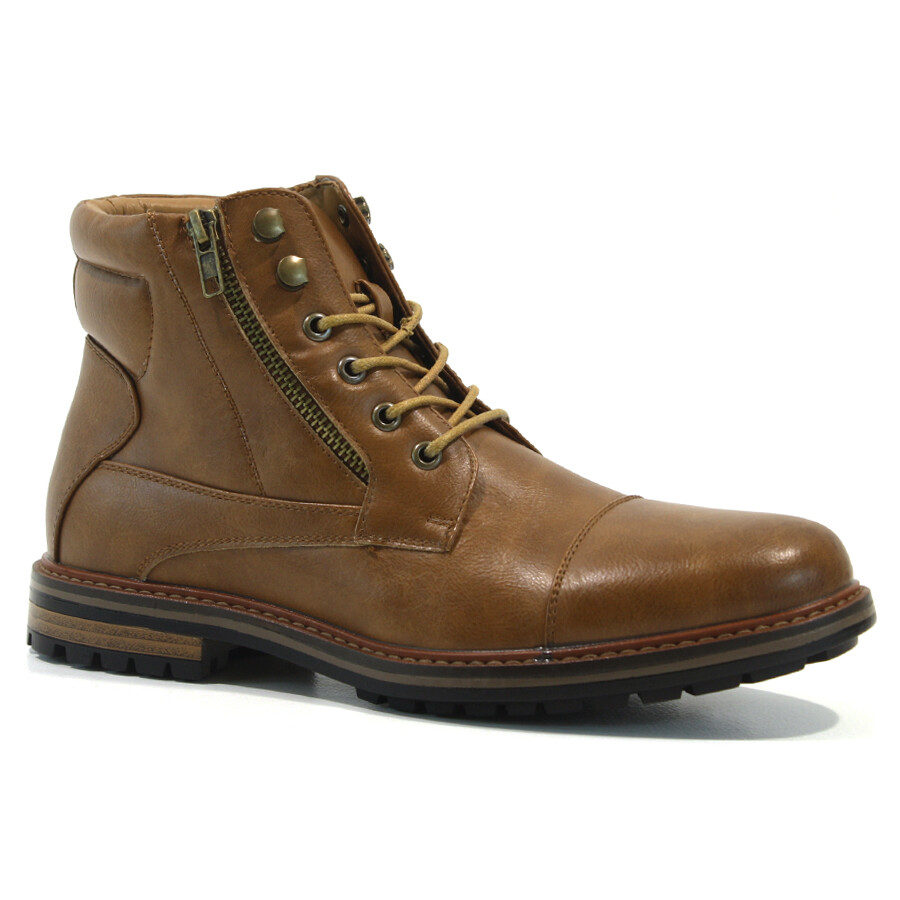 MENS NEW ANKLE BOOTS FAUX LEATHER BIKER MILITARY ARMY CASUAL FORMAL ...