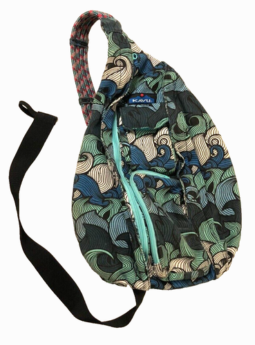 KAVU Ocean Wave Green Rope Sling Bag Green Canvas Hiking Travel ...
