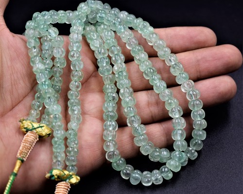 Natural green strawberry gemstone 2 Line pumpkin beads necklace 375 CT ...