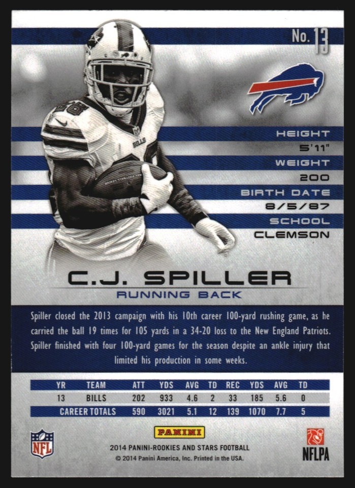 2014 Rookies and Stars Longevity Football Card #13 C.J. Spiller | eBay