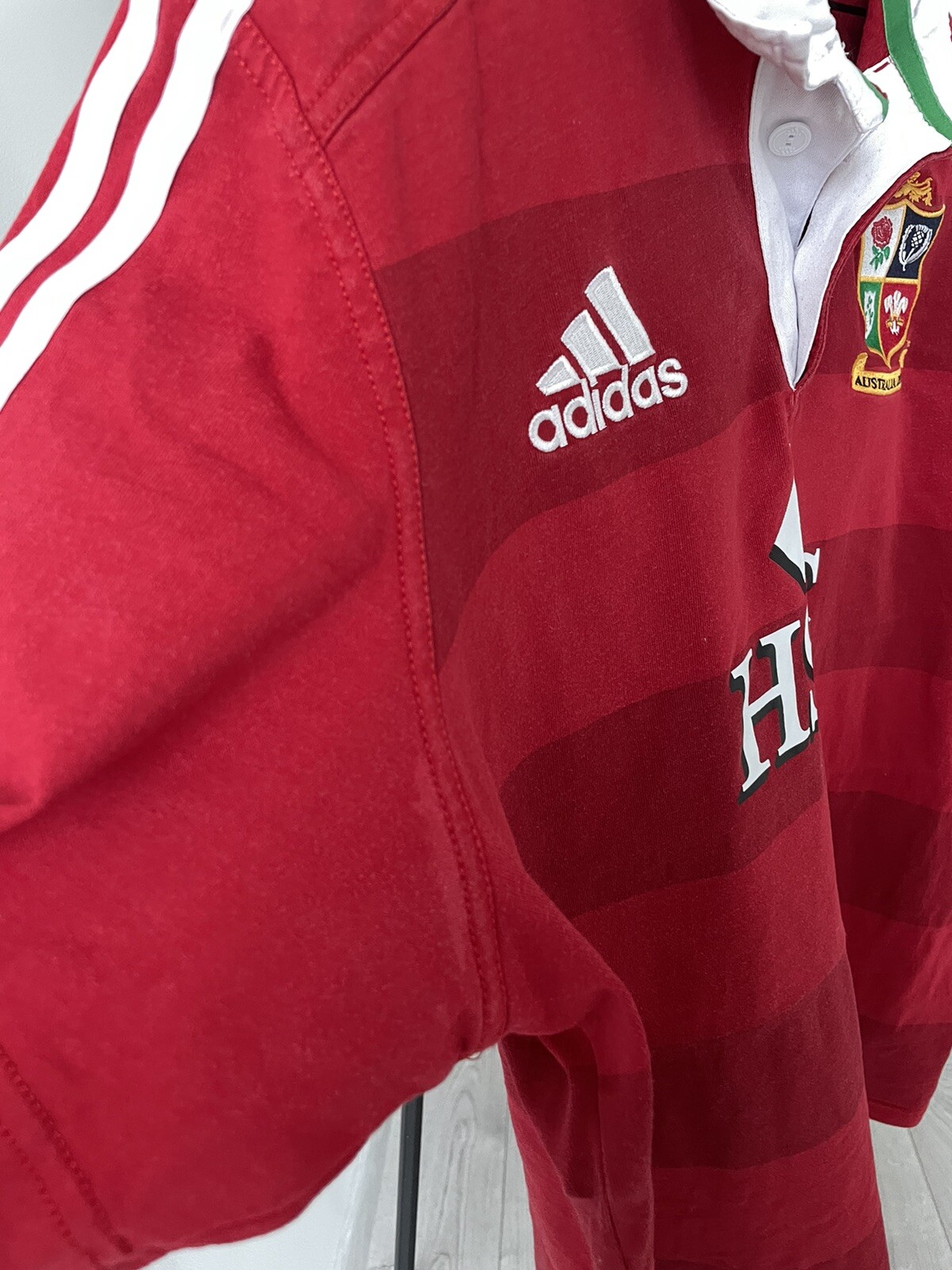 Adidas Men's Australia 2013 HSBC Rugby Red Striped Shirt Size 2XL Lions ...