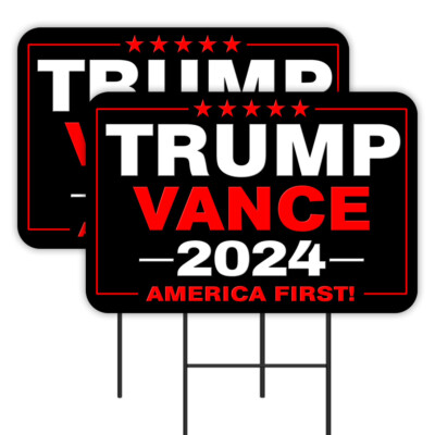 Trump Vance 2024 - America First 2 Pack Double-Sided Yard Signs 16" x ...