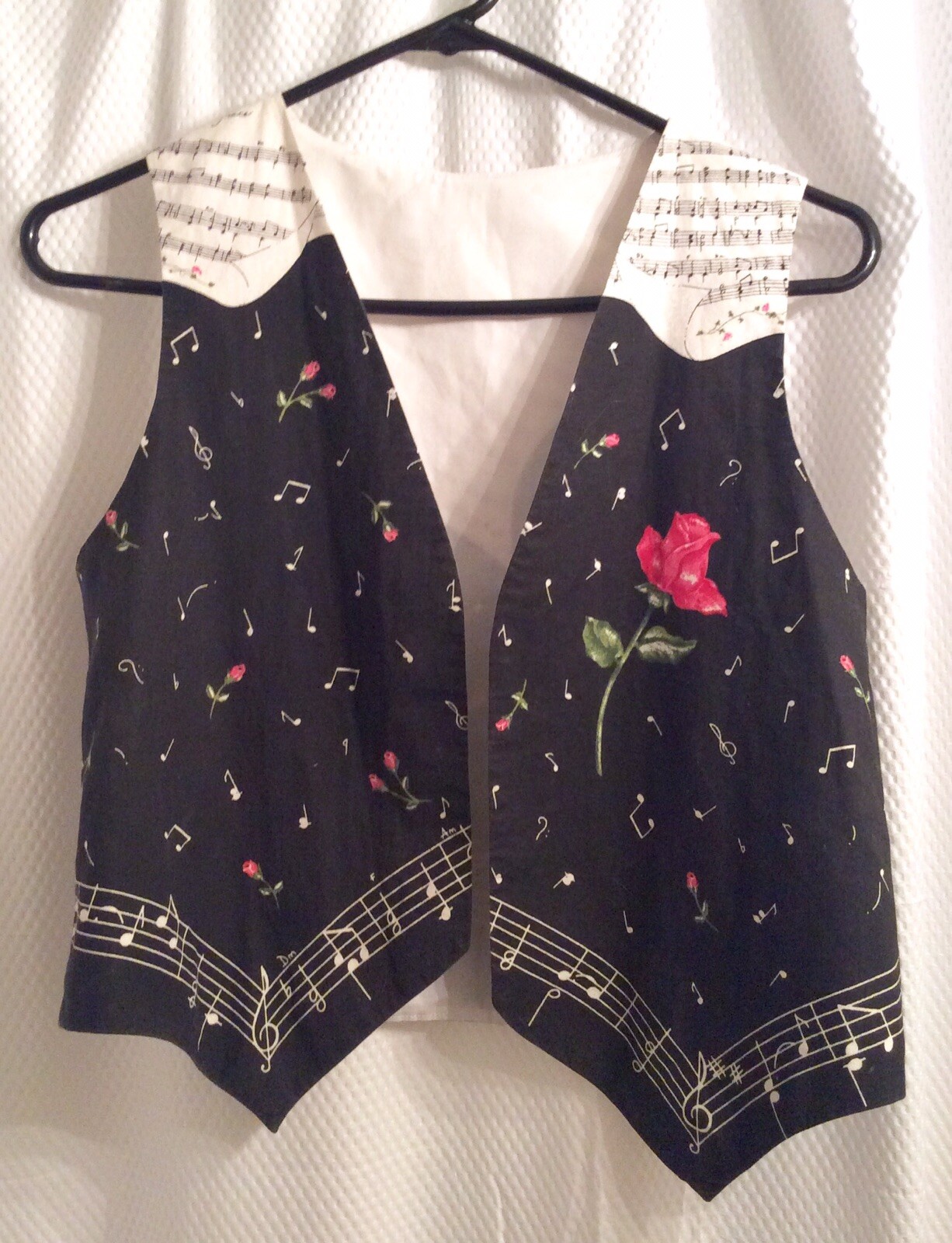 Vintage All That Jazz Vest w Musical Notes, Roses, &A… - Gem