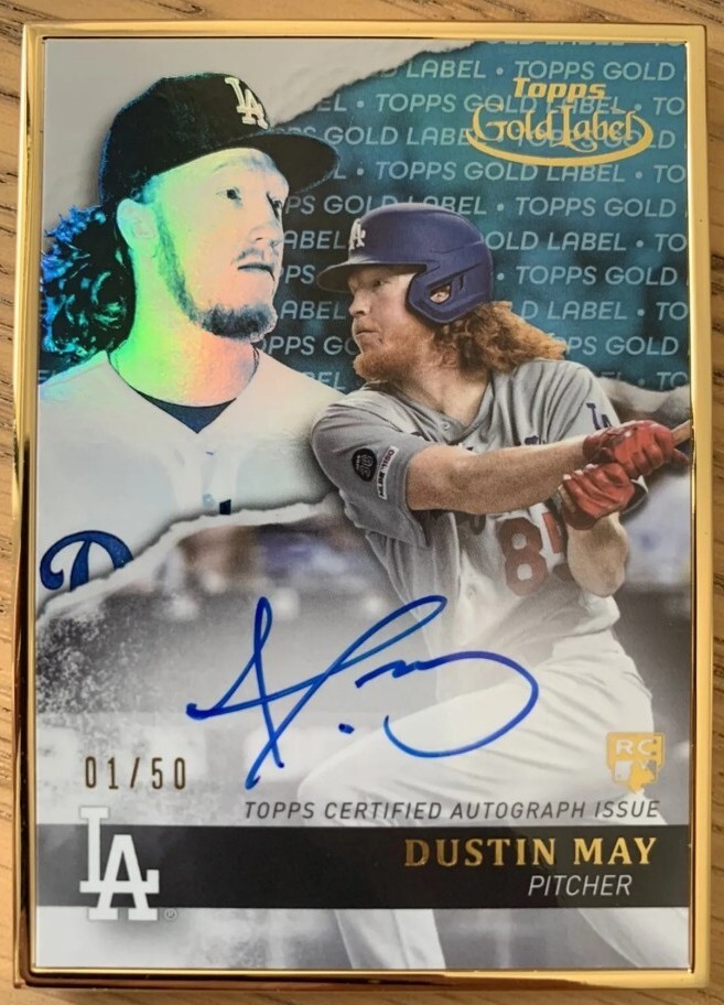 Dustin May RC ON-CARD AUTO 2020 Topps GOLD LABEL FRAMED! 1/50 💎 PITCHER ...