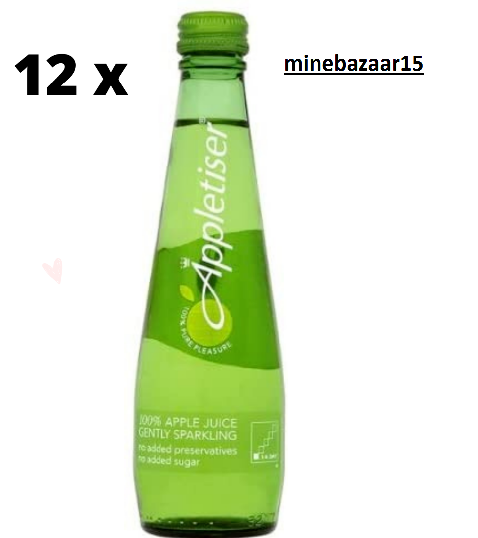 Appletiser Sparkling Apple Fruit Juice Glass Bottles - 275ml - Pack of ...