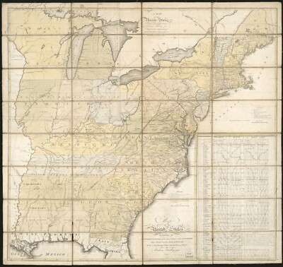 24" x 24" 1796 Map of the United States, exhibiting the post-roads. | eBay