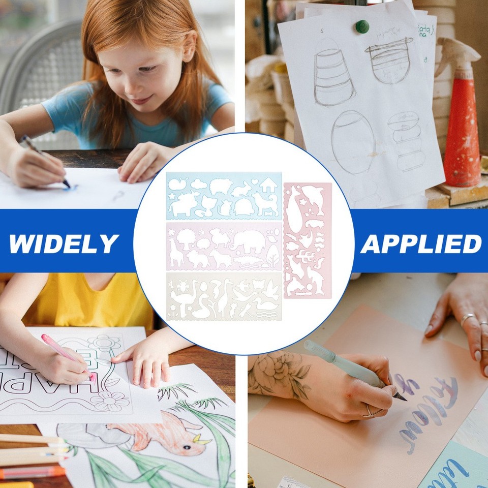 12 Pcs Geometric Template Ruler Child Tracing Paper for Drawing Kids ...