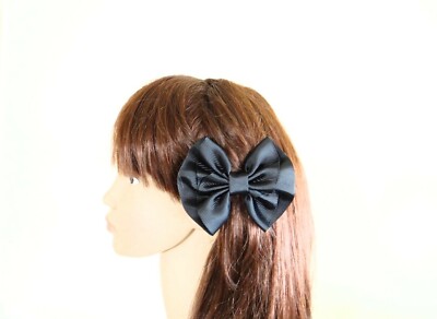 Black Hair Clip. Girl Hair Clip. Black Hair Bow Clip. Handmade Ribbon ...