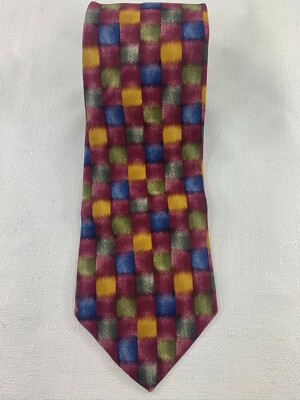 Audrey Buchner Multi-Color Square Patterned European Silk Tie | eBay