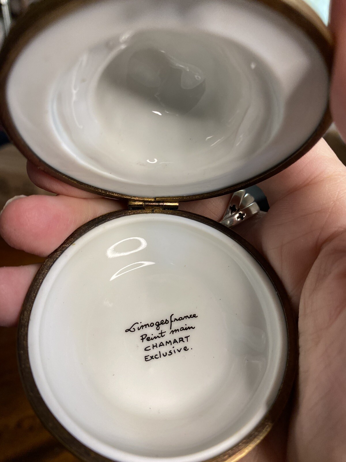 VTG Limoges Peint Mein Hat w Bow Trinket Box Handpainted France | eBay