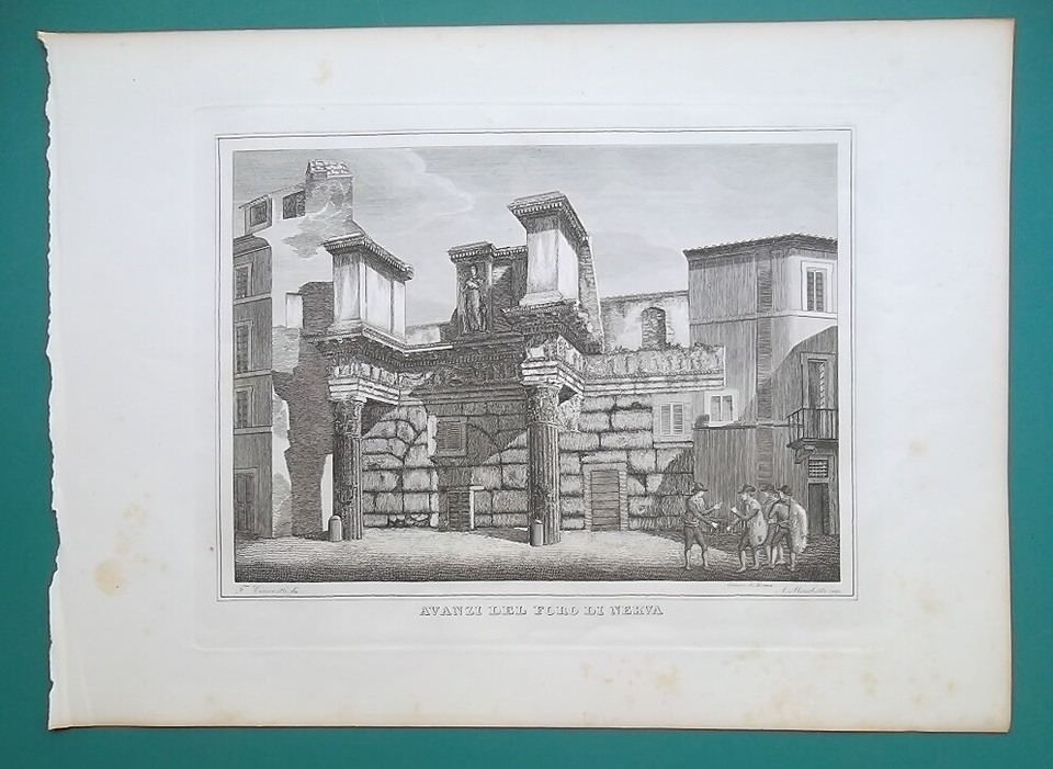 ROME Remains of Temple of Minerva - 1840s Intaglio Copperplate ...