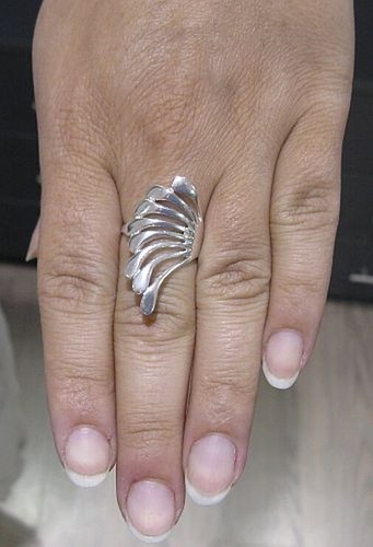 Stylish Long Genuine Sterling Silver Ring Solid 925 Handmade Hallmarked ...