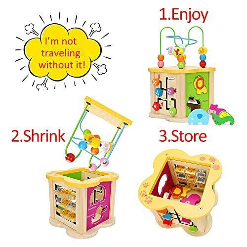 Baby Toys Small Activity Cube 6-in-1 Play Center Wooden Bead Maze ...