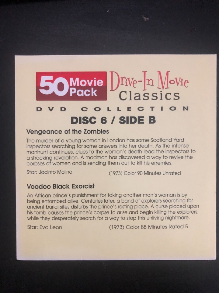 Drive-In Movie Classics 50 Movie Disc 6 | eBay