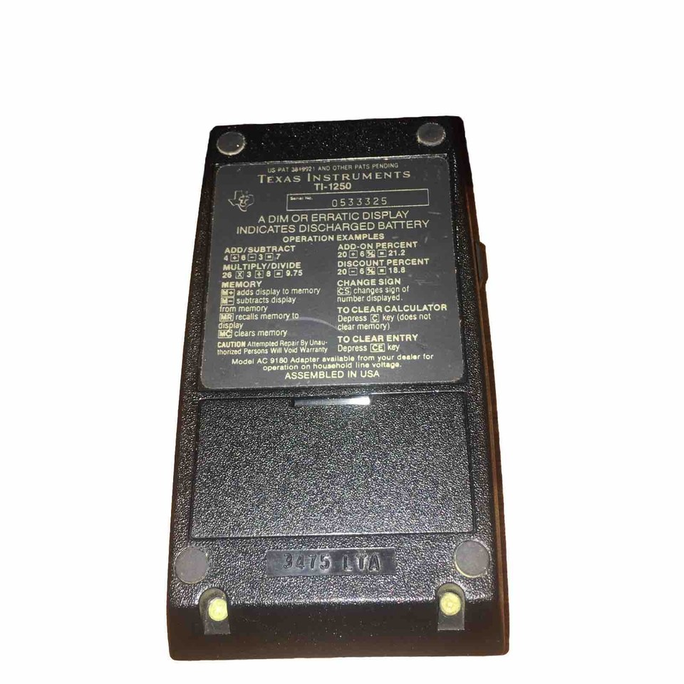 Vintage 1977 Texas Instruments TI-1250 LED Electronic Calculator Works ...