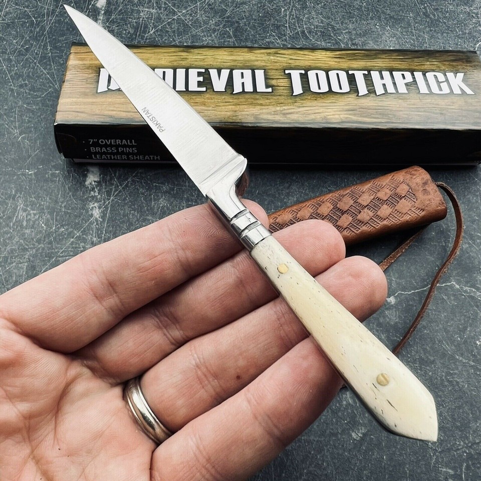 7" Medieval Toothpick Survival Hunting Fixed Blade Bone Handle Knife w ...