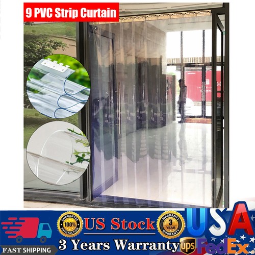 2.95*6.56ft Plastic Strip Curtain Door Anti-static Freezer Walk In 9 ...
