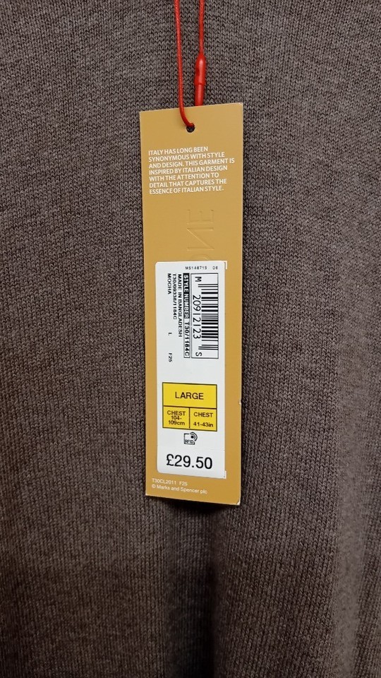 M&S COLLEZIONE Mens Cotton Cashmere Jumper Size L BNWT £29.50 - CG R07 ...