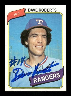 1980 Topps 93 Dave Roberts signed auto autograph Jersey # centered exmt ...