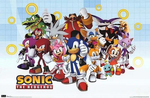 Sonic the hedgehog group photo poster vintage Rare 36x24 | eBay