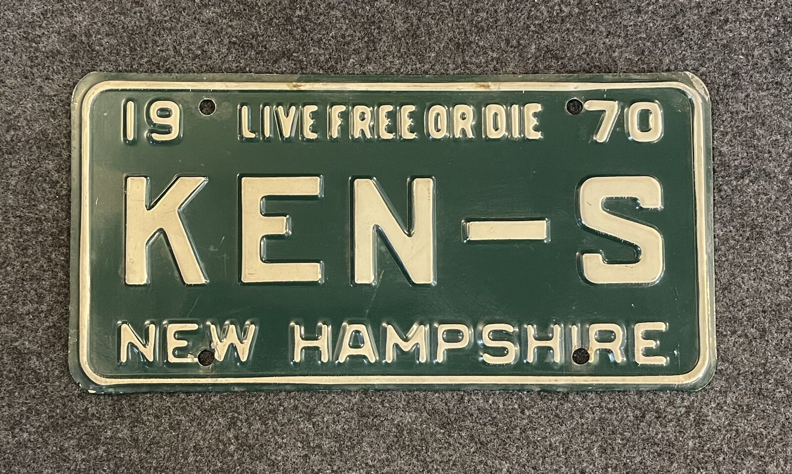 1970 New Hampshire Vanity License Plate Nice Tag KEN-S NH 70 Ken S ...