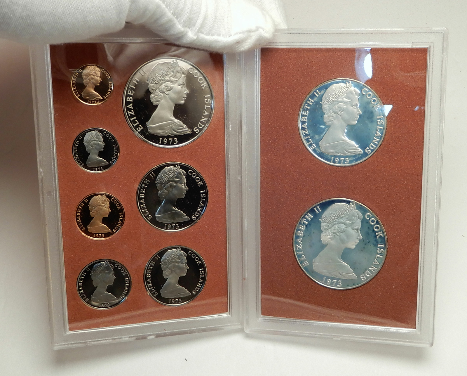 1973 COOK ISLANDS Captain James Cook 2 Silver of 9 Coin Antique Proof ...