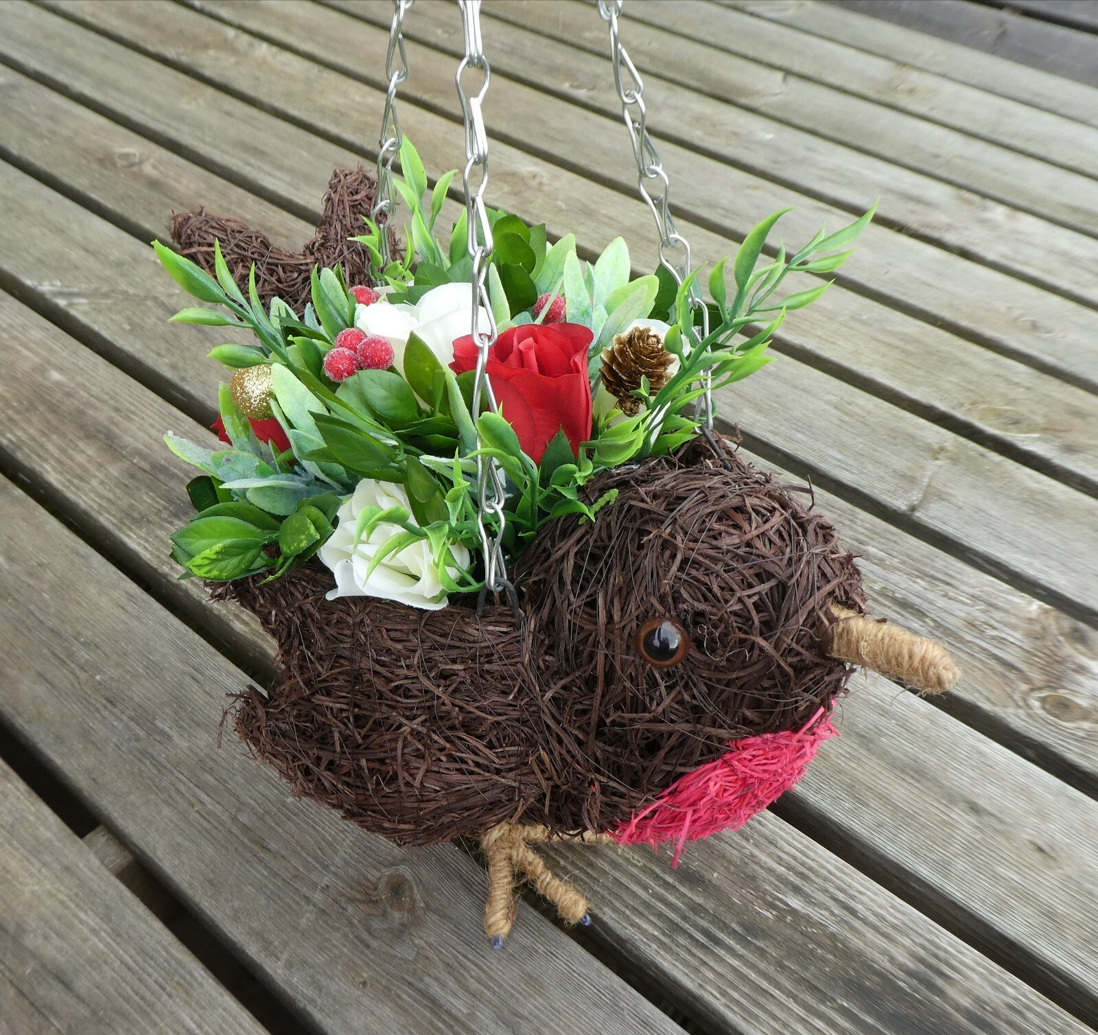 Christmas Robin Xmas Salim Animal Planter Lining Floral Decor Hanging ...