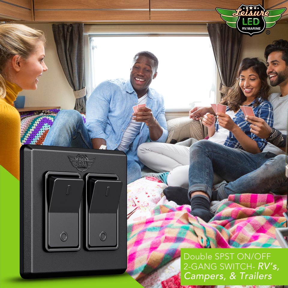 12V Single 2 Gang On-OFF Black Light Switch | RV Camper Trailer Marine ...