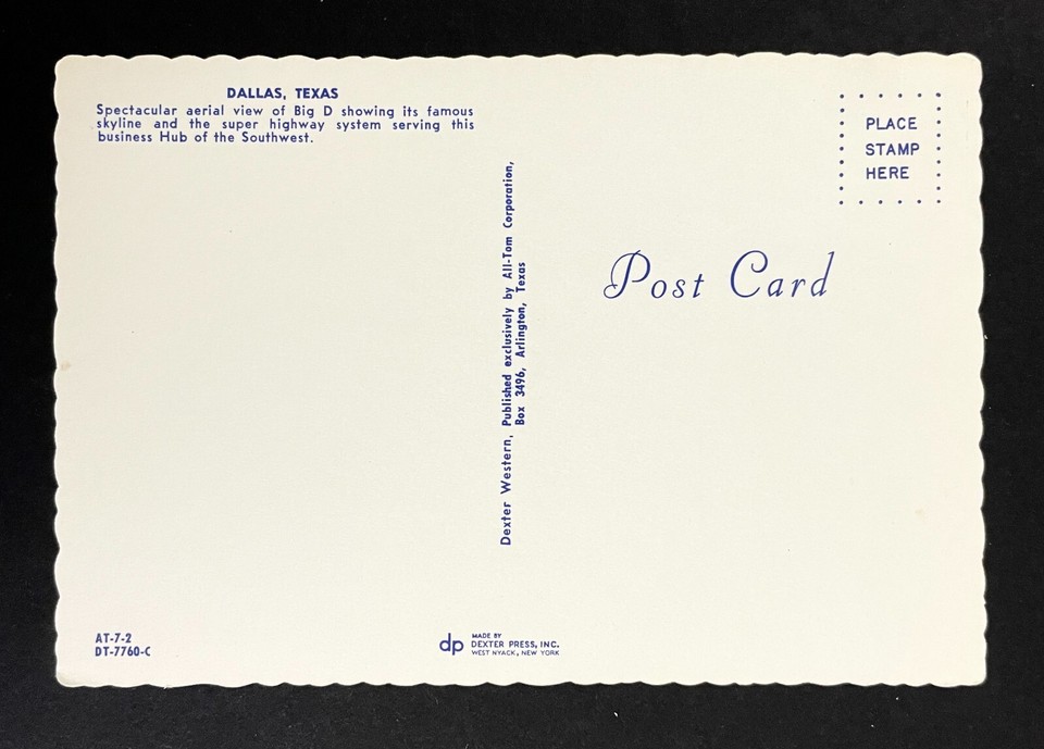 1970s Howdy From Dallas Texas City Downtown Highways Aerial View VTG ...