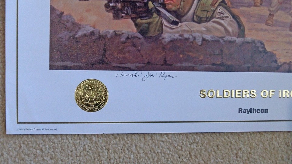 Army Raytheon Poster Signed by Artist Jim Ryan, "Soldiers of Iron ...