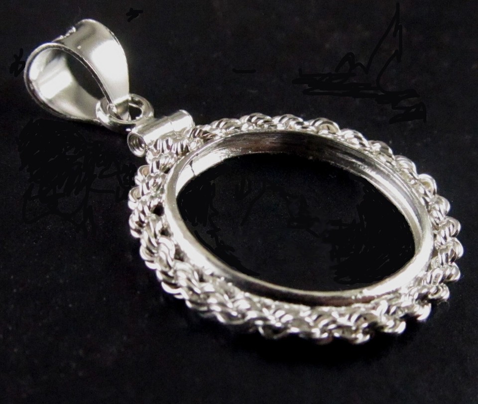 Coin Bezel Dime Sterling Silver Rope with Soldered Bail 18mm x 1.2mm ...