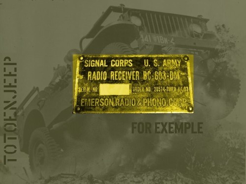 NEW LABEL PLAQUETTE POSTE RADIO BC603 DM6 BRASS SCR508 jeep willys us ...