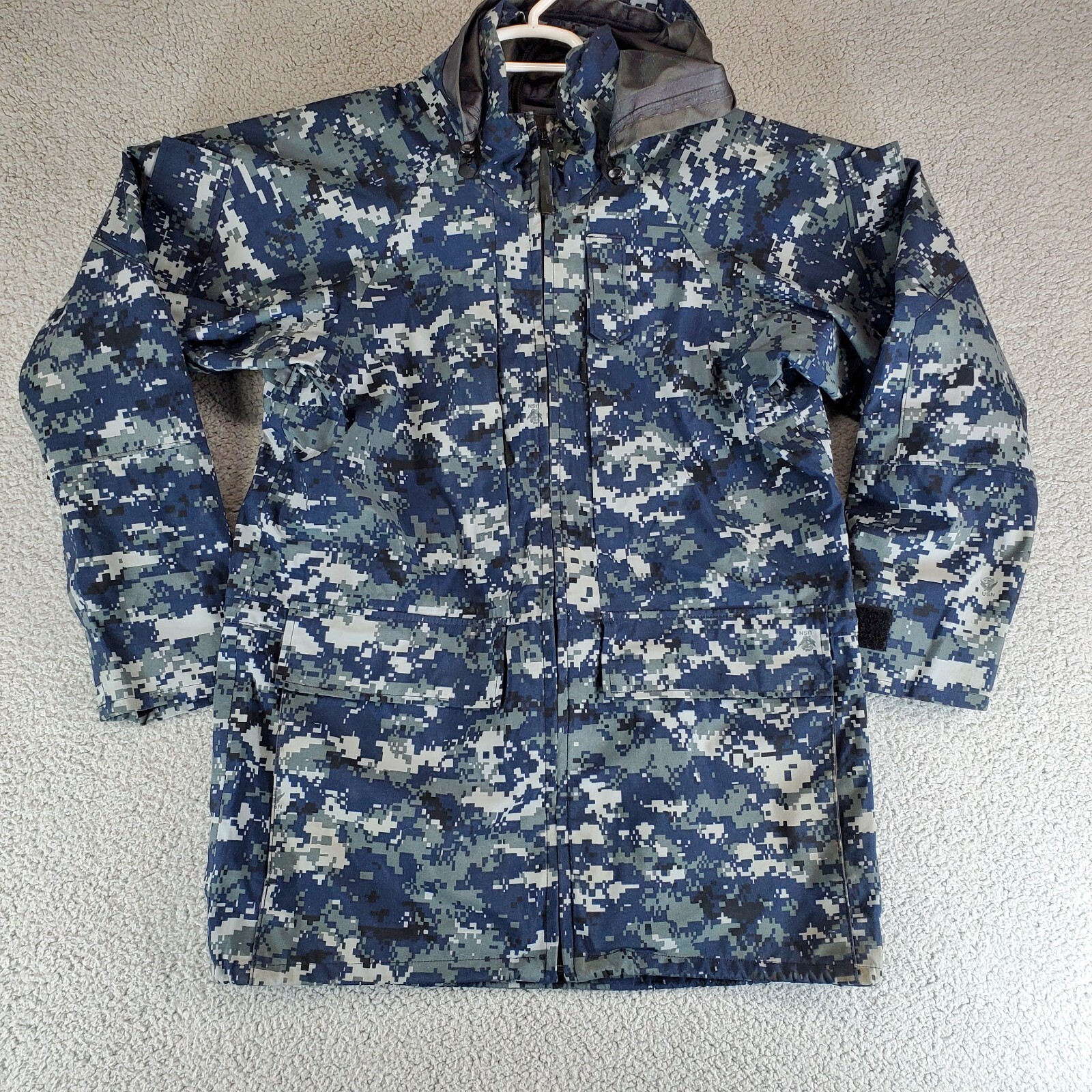 US Navy Blue Digital Camo Blueberry Gore Tex Parka Hooded Coat Jacket ...