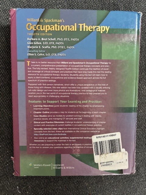Willard and Spackman's Occupational Therapy by Barbara A. Boyt Schell ...