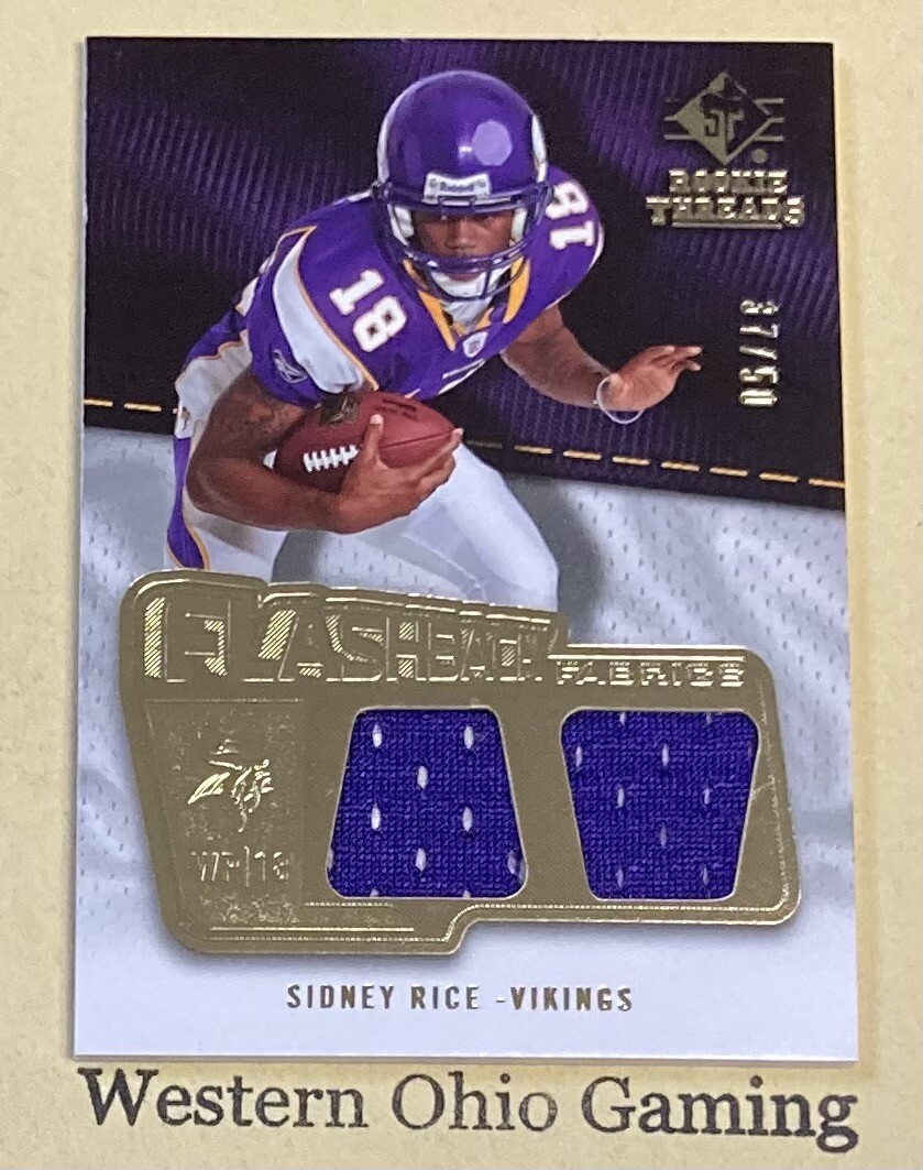 2008 SP Rookie Threads Sidney Rice #FF-SR Flashback Fabrics Jersey Card ...