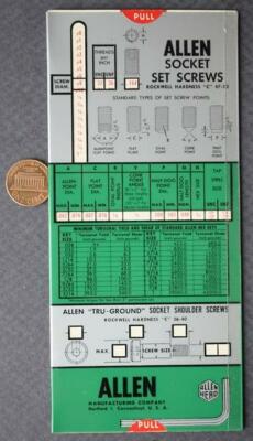 1963 Hartford Connecticut Allen Wrench Cap Screws pocket slide rule ...